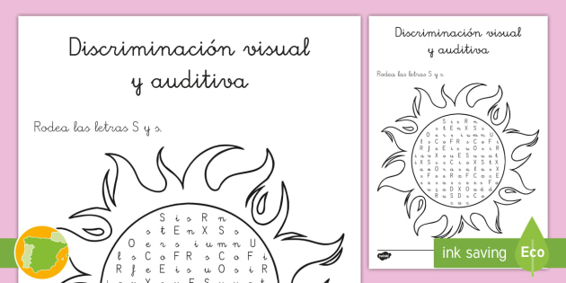 Ficha de discriminación visual y auditiva: La letra S