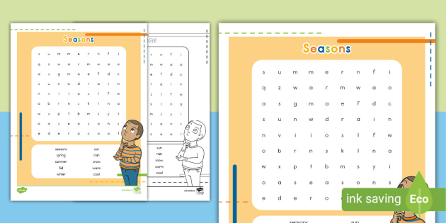 The Four Seasons in Canada Primary Word Search