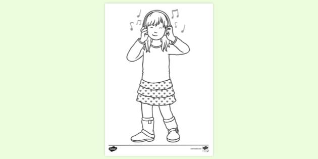 FREE! - Child Listening to Music Colouring Sheet | Colouring Sheets