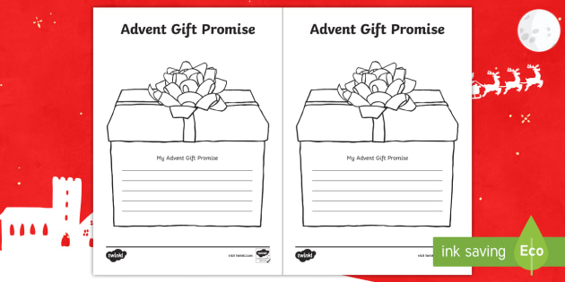 Gift Promise Worksheet | Advent Promises Template | Twinkl