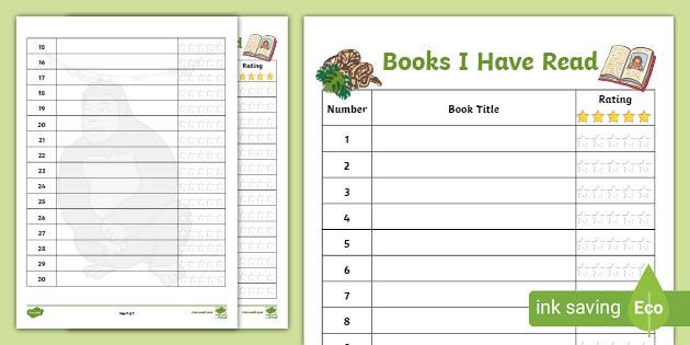 Jungle Themed Books I Have Read Record (teacher made)