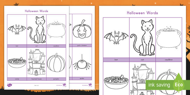 Halloween Words Coloring Activity | Easy Halloween Basics