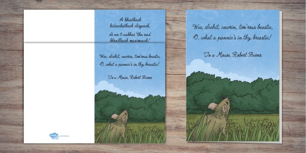 * NEW * To a Mouse Robert Burns Poem Card | Twinkl Party