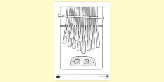 Thumb Piano Kalimba Colouring | Colouring Sheets