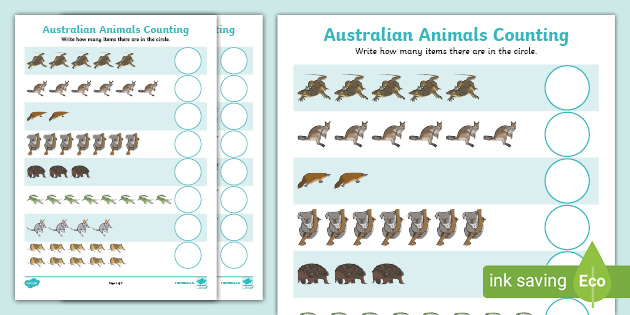 * NEW * Australian Animals Counting up to 20 Worksheet