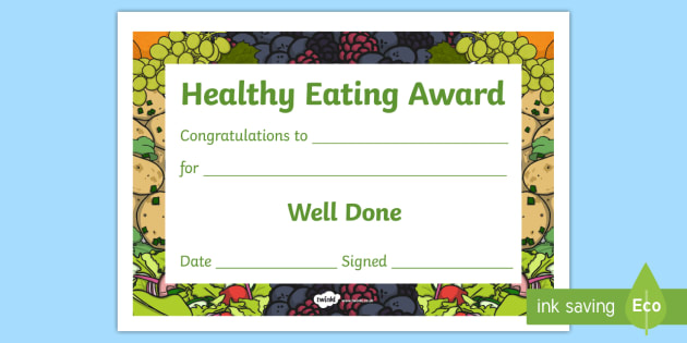 FREE! - Healthy Eating Award Certificates (teacher made)