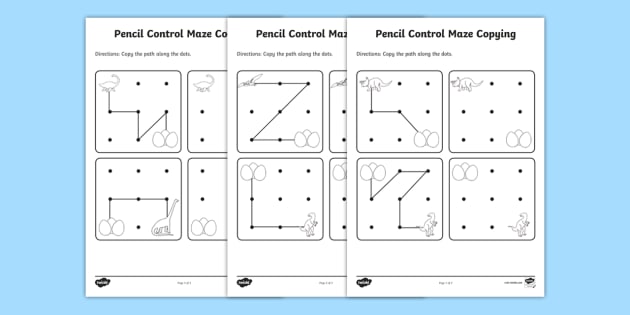 Dinosaur Themed Pencil Control Maze Copying Activity Pack