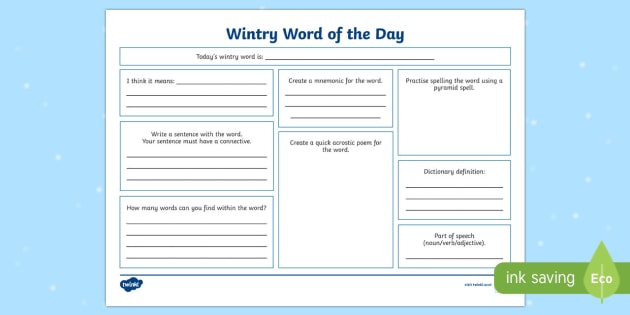 Wintry Word of the Day Worksheet / Worksheet (teacher made)