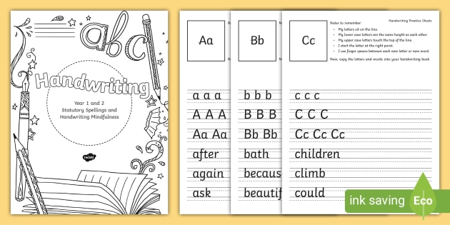 Statutory Spellings and Mindfulness Handwriting Worksheets