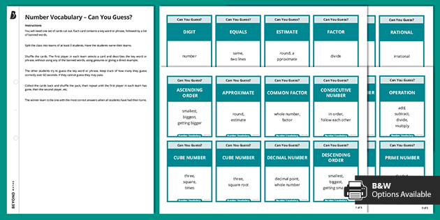 👉 Number Vocabulary - Can You Guess? | KS3 Maths | Beyond