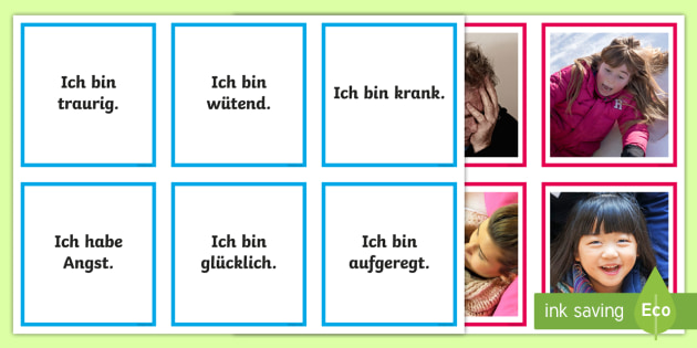 Feelings and Emotions Matching Cards - German