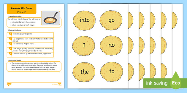 Phase 2 Tricky Word Pancake Flip Game