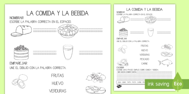 Ficha de actividad: La comida y la bebida (teacher made)