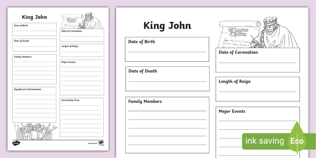 King John Fact File Template (teacher made)