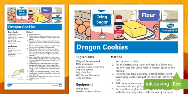Dragon Cookies Recipe for Chinese New Year (teacher made)