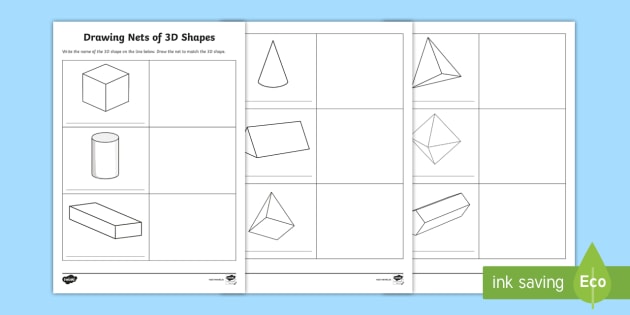 Drawing Nets Of 3D Shapes Worksheet Shape Solid Properties Drawing Drawing Nets Of 3D Shapes Worksheet Shape Solid Properties Drawing