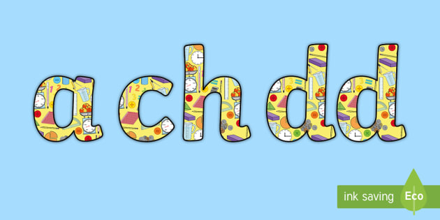 Llythrennau Bach Thema Mathemateg i'w Harddangos