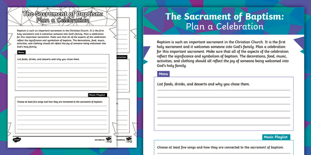 The Sacrament of Baptism: Plan a Celebration Activity