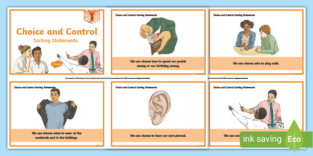 KS2 Consent and Respect Sorting Cards: Choice and Control