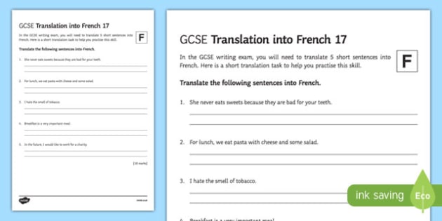 GCSE French: Translation into French
