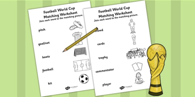 Football World Cup Word and Picture Matching Worksheet - football