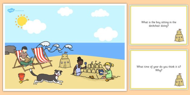 Seaside Scene and Question Cards (teacher made)