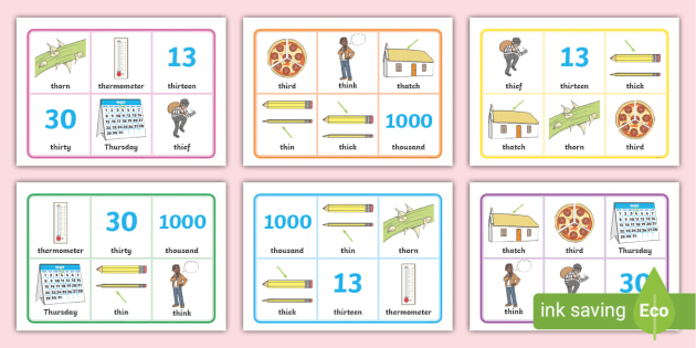 th Sound Bingo and Lotto Game - ESL Pronunciation Games
