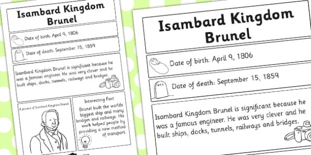 Isambard Kingdom Brunel Fact Sheet