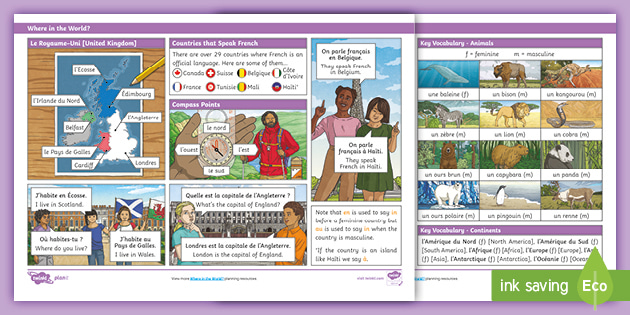 👉 French Vocabulary Mat: Where in the World? Year 4