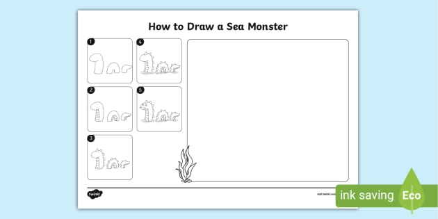 How to Draw a Sea Monster Activity Sheet - KS1 - Twinkl