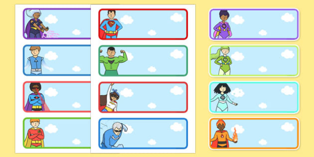 Superhero Themed Drawer Name Labels - Classroom Label Templates