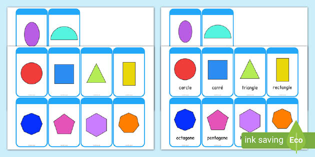 2D Shape Cards French (Teacher-Made)