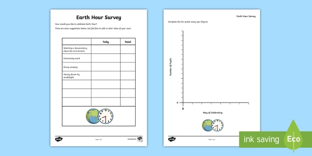 Earth Hour Survey Worksheet / Worksheet