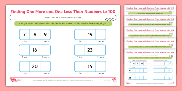 👉 * NEW * Finding 1 More and 1 Less than Numbers to 100 Differentiated ...