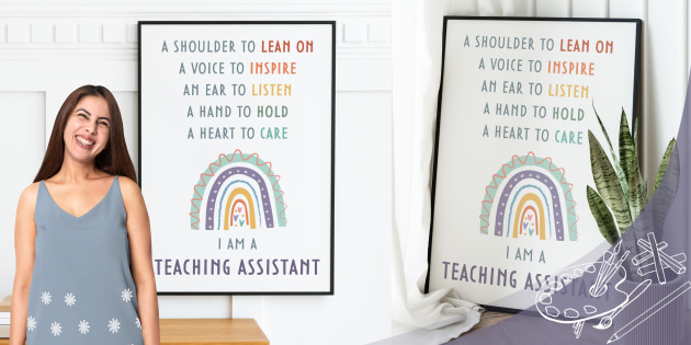 Teaching Assistant Poem Muted Rainbow-Themed Poster