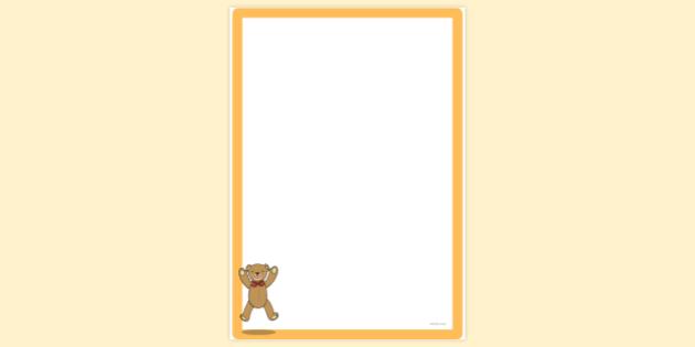 Teddy Bear Jumping Page Border | Page Borders | Twinkl