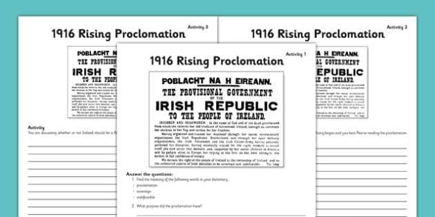 1916 Rising Proclamation Worksheets (teacher made)