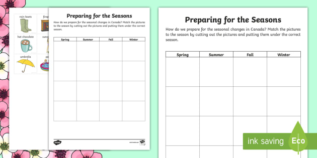 Preparing for the Seasons Activity - Spring Resources, seasons, science