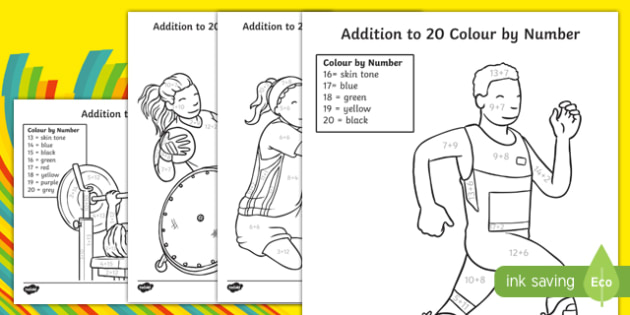 Paralympics Addition to 20 Color by Number (teacher made)