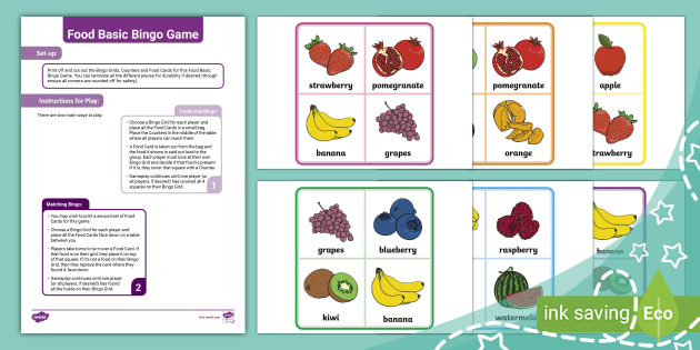 Food Basic Bingo Game (teacher made)