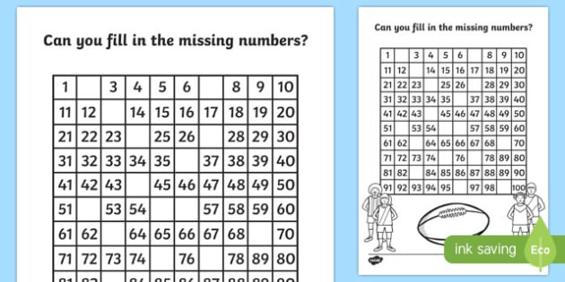 AFL Missing Numbers Number Square (teacher made)