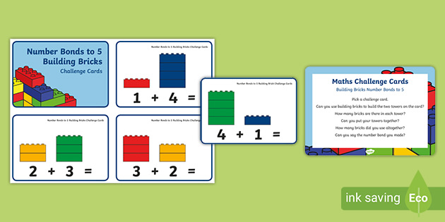 Number Bonds to 5 Building Bricks Challenge Cards