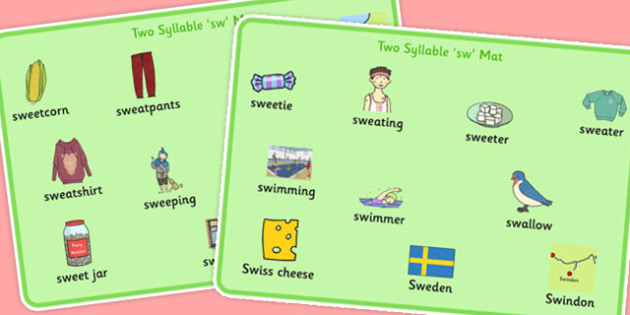 Two Syllable Sw Word Mats Teacher Made