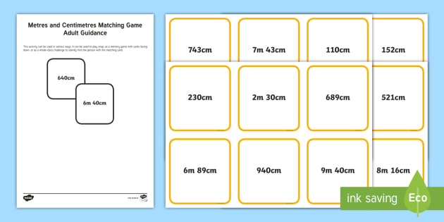Metres and Centimetres Matching Cards (teacher made)