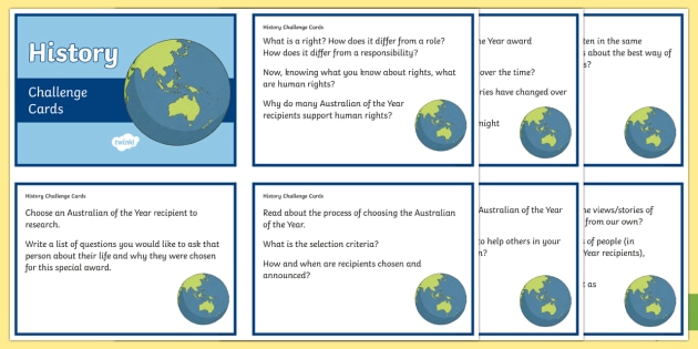 Australian of the Year Challenge Cards - History