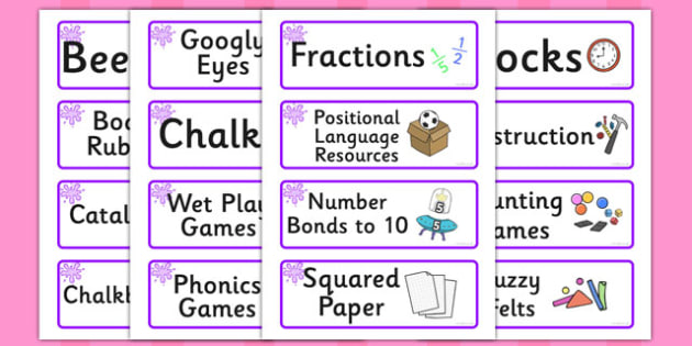 FREE! - Purple Themed Editable Additional Classroom Resource Labels