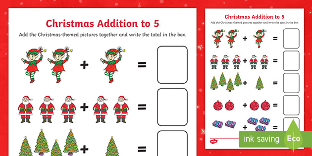 👉 Christmas Addition to 5 Activity (teacher made)