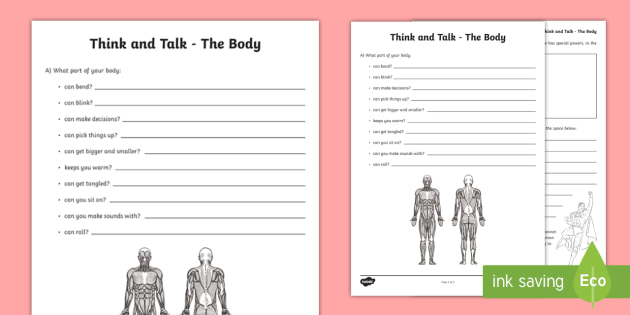 Think and Talk The Body Worksheet / Worksheet (teacher made)