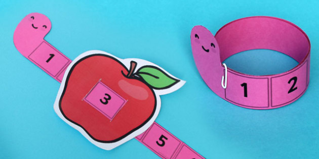 Worm and Apple Counting Strip 1 to 10