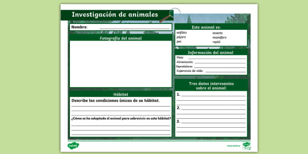 Ficha de actividad: Investigación de animales
